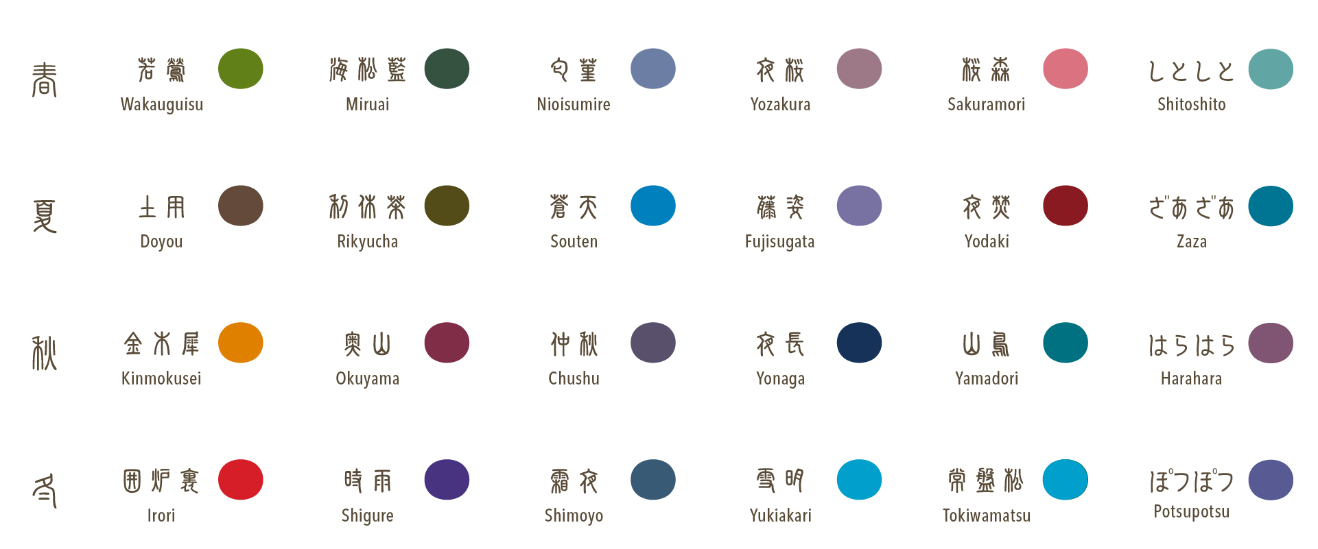 Ink color lineup | SHIKIORI ―四季織― Official Website